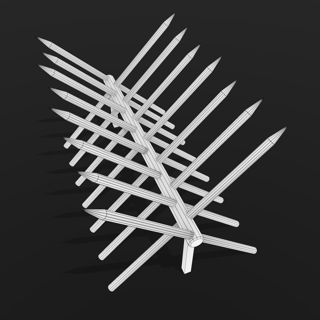 3d Model Ready Wooden Spike Barricade