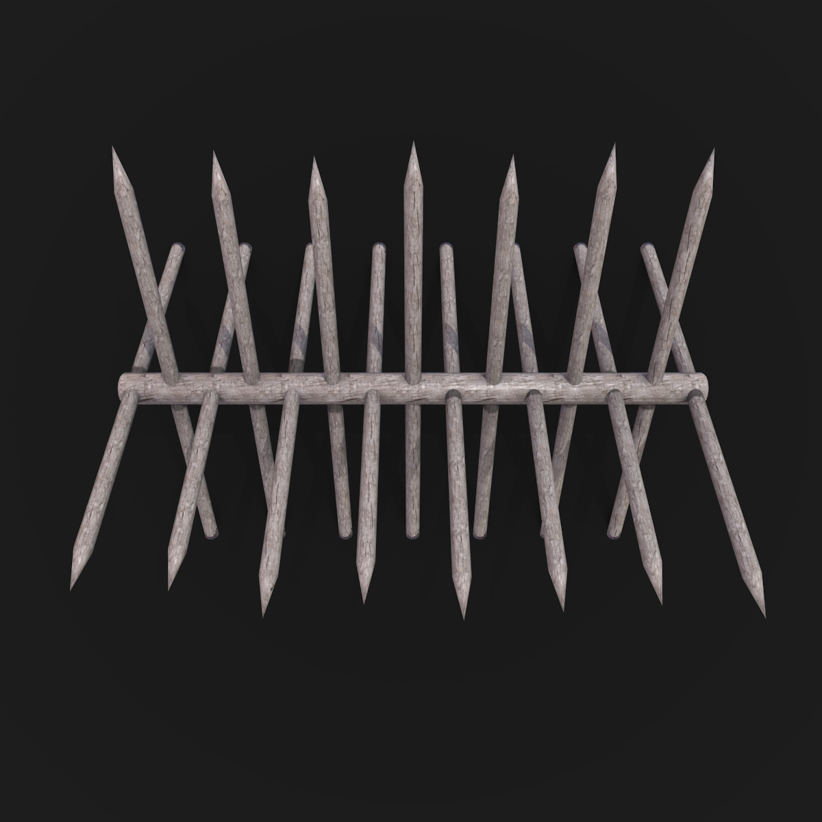 3d model ready wooden spike barricade
