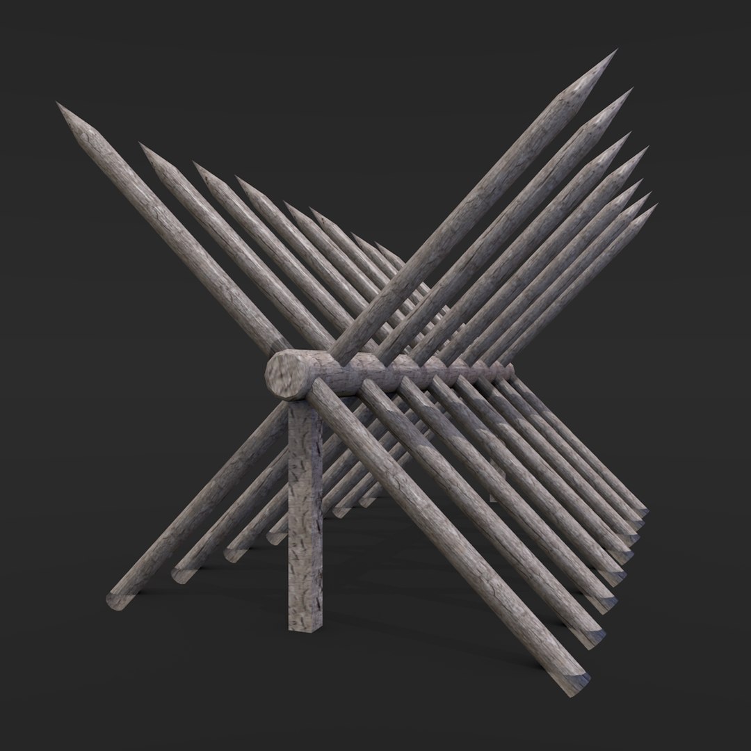 3d Model Ready Wooden Spike Barricade