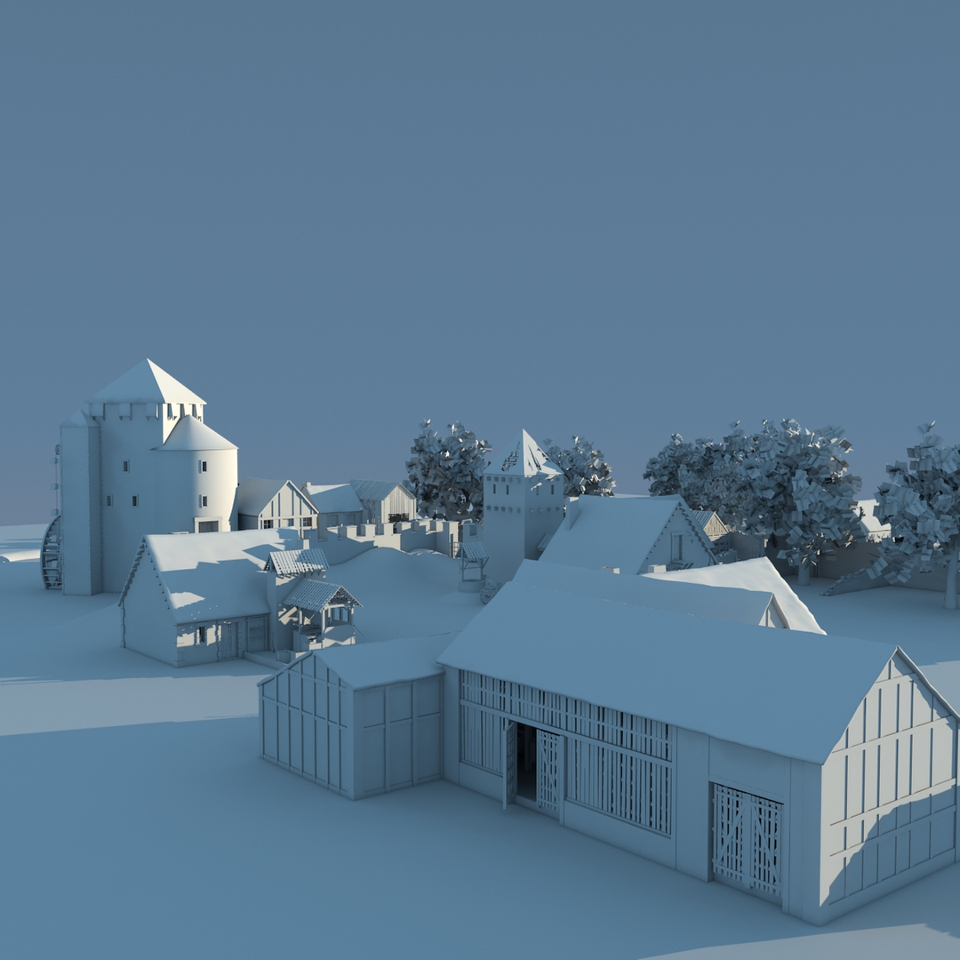medieval village 3d model
