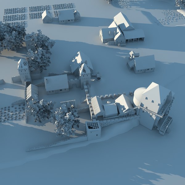 medieval village 3d model