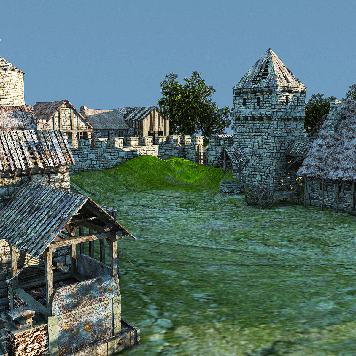 medieval village 3d model