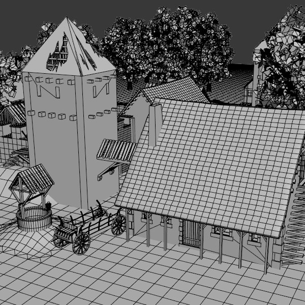 medieval village 3d model