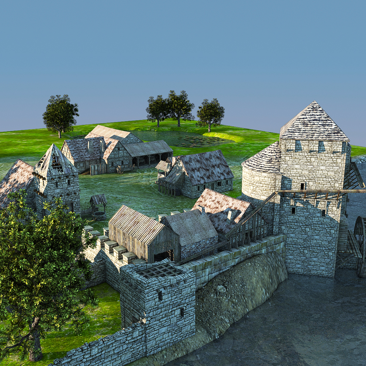 medieval village 3d model