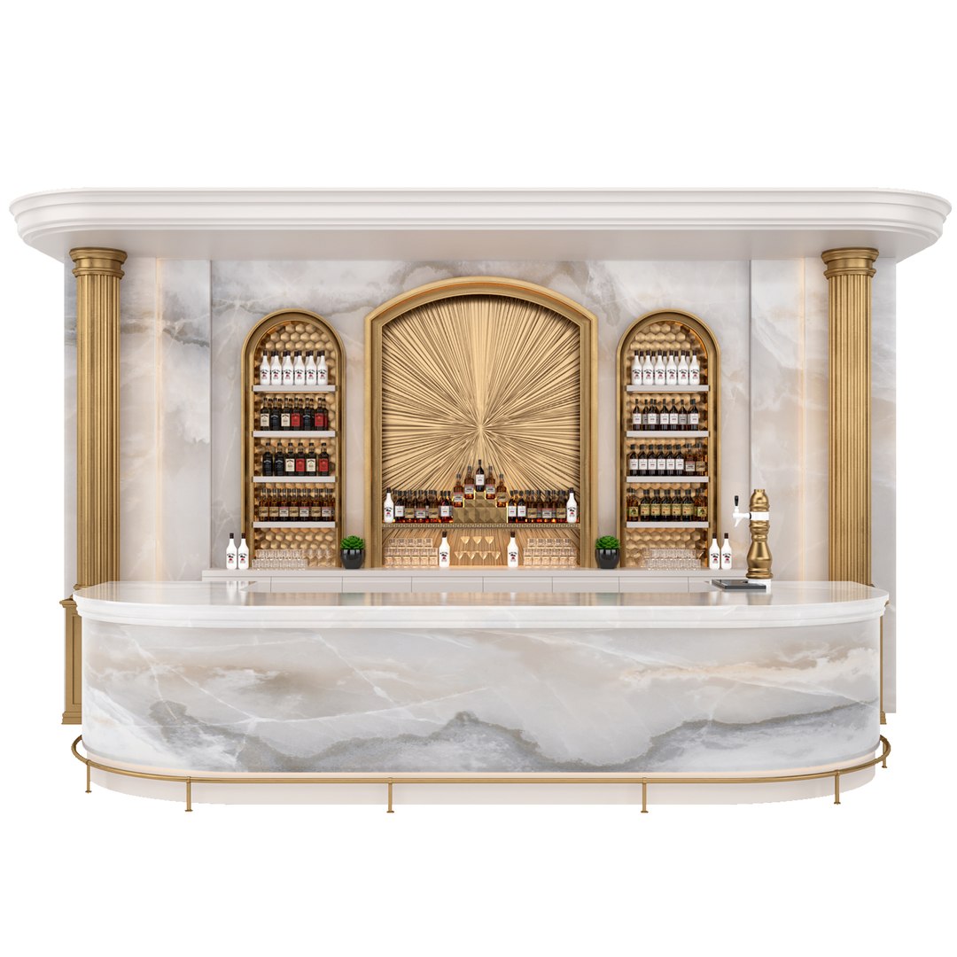 3D ONYX GOLD BAR With Drinks - TurboSquid 2101734