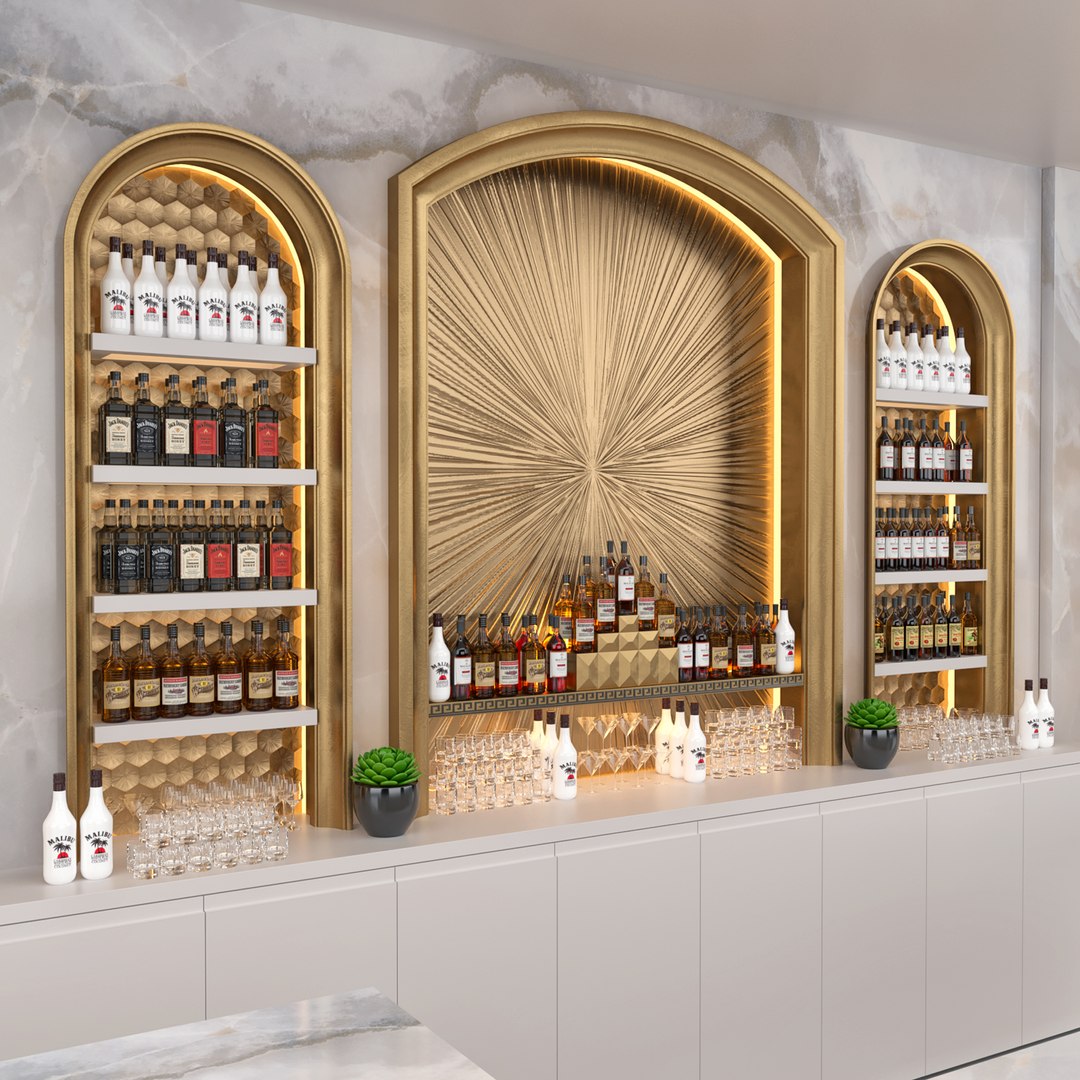 3D ONYX GOLD BAR With Drinks - TurboSquid 2101734