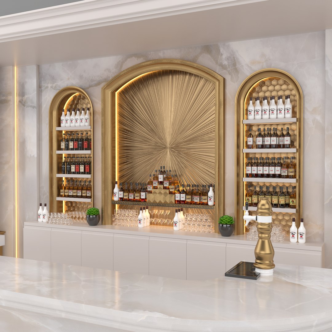 3D ONYX GOLD BAR With Drinks - TurboSquid 2101734