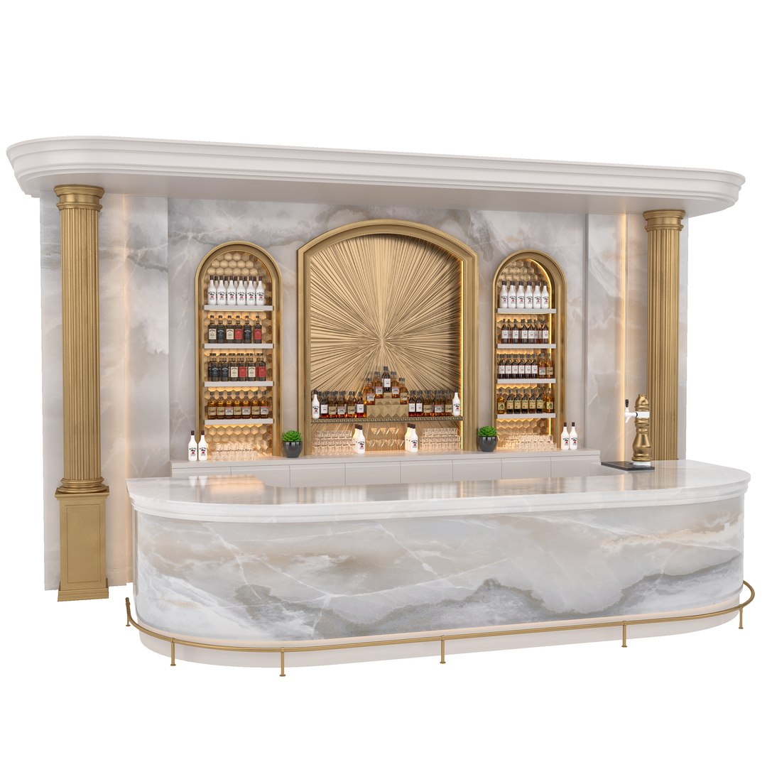 3D ONYX GOLD BAR With Drinks - TurboSquid 2101734