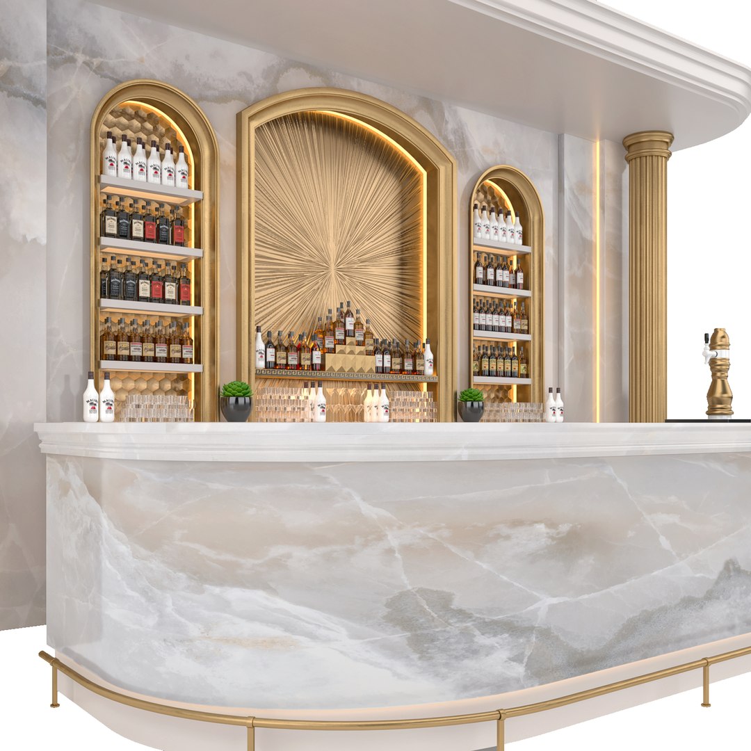 3D ONYX GOLD BAR With Drinks - TurboSquid 2101734