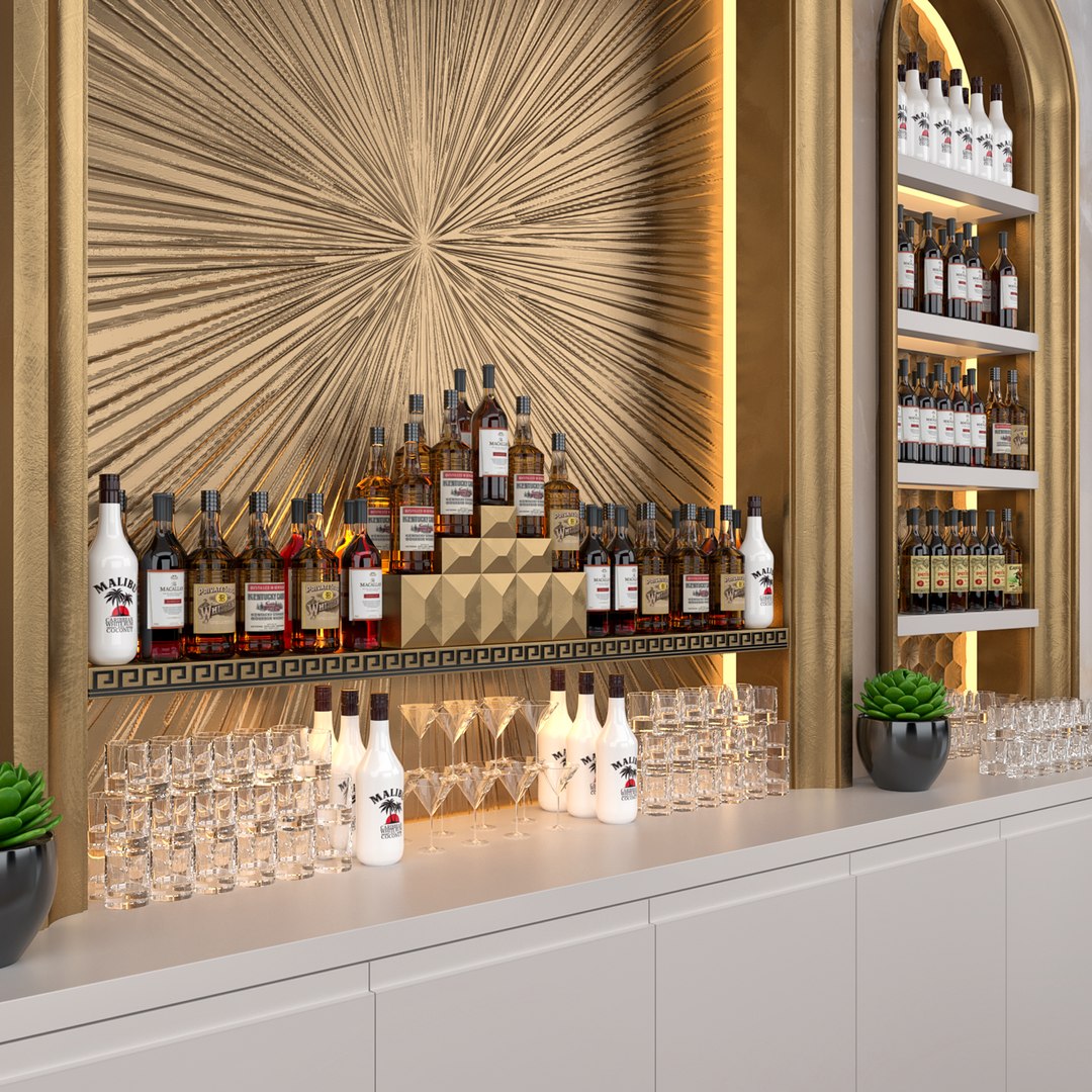 3D ONYX GOLD BAR With Drinks - TurboSquid 2101734