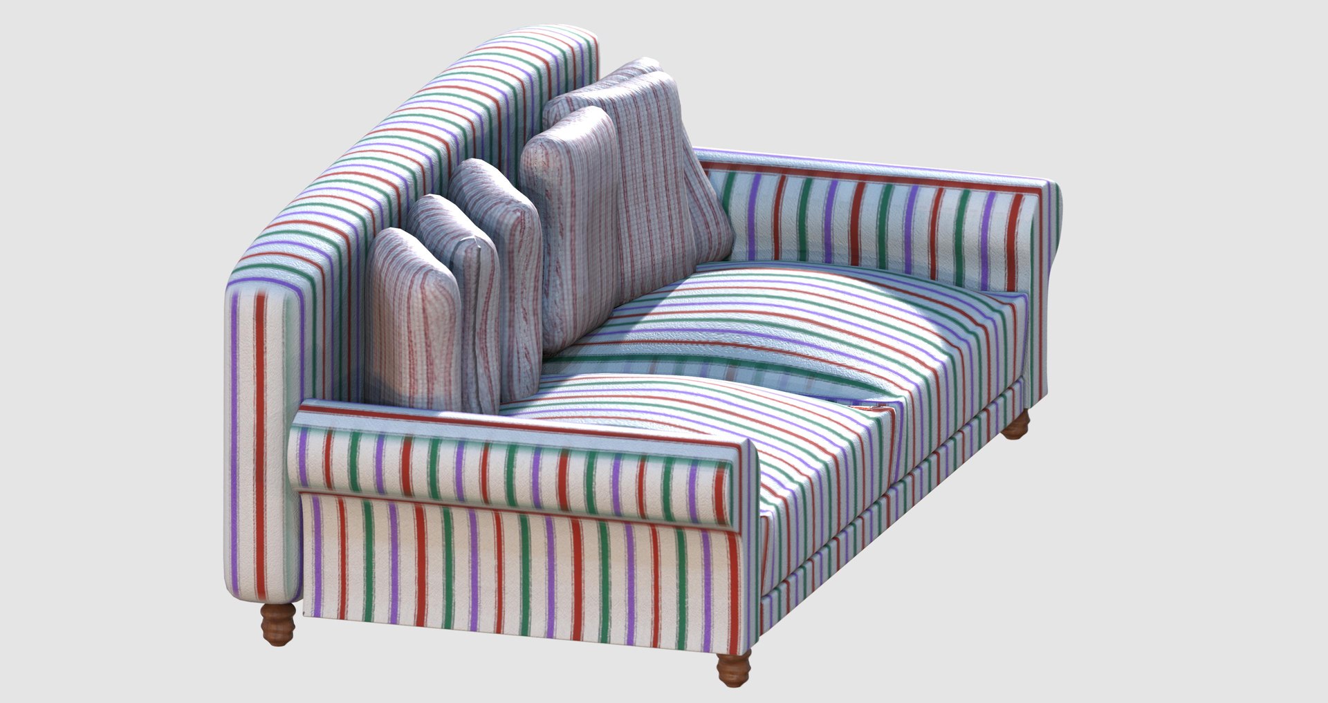 3D Bold striped red basic sofa - TurboSquid 2104182