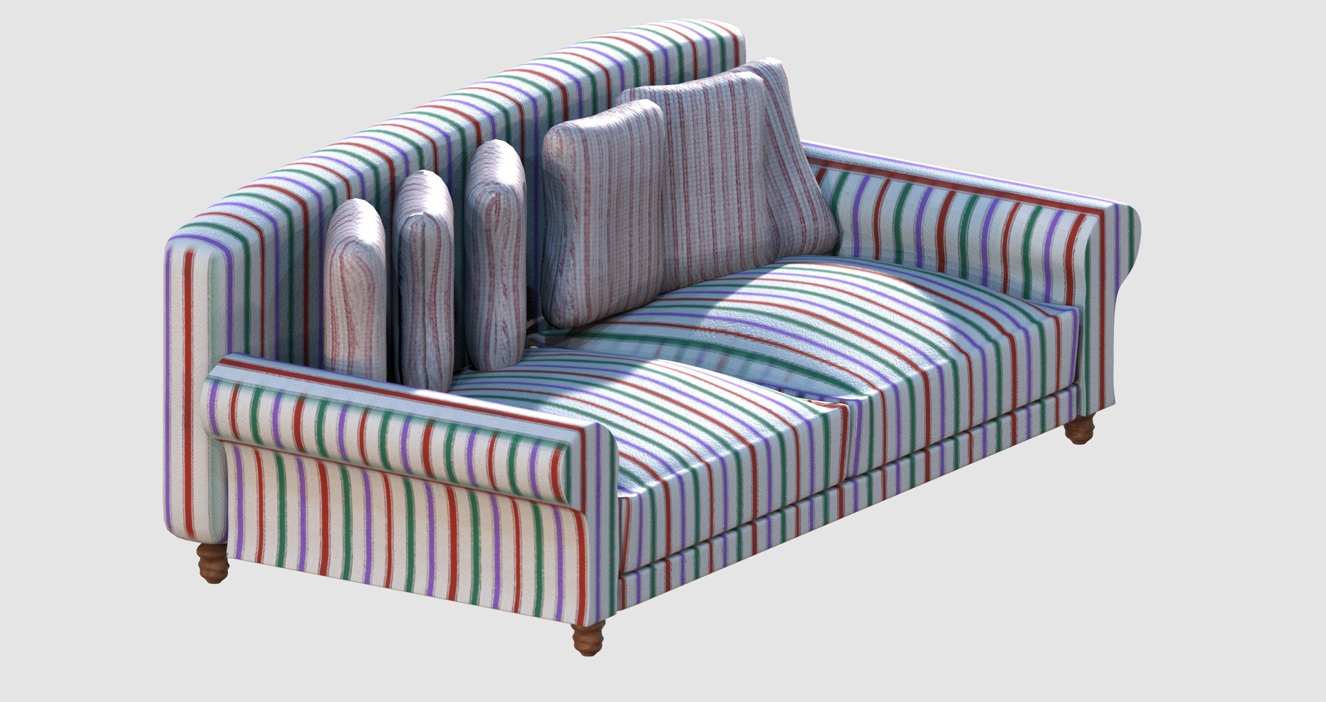 3D Bold striped red basic sofa - TurboSquid 2104182