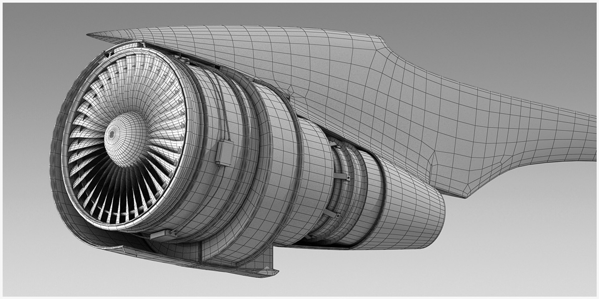 High-bypass turbofan engine 3D model - TurboSquid 1461616