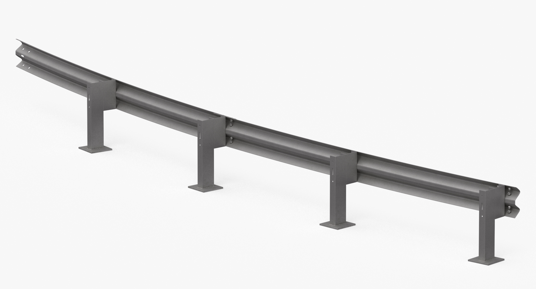 3D Guardrail W Beam Curved L 20m Single model - TurboSquid 1916630