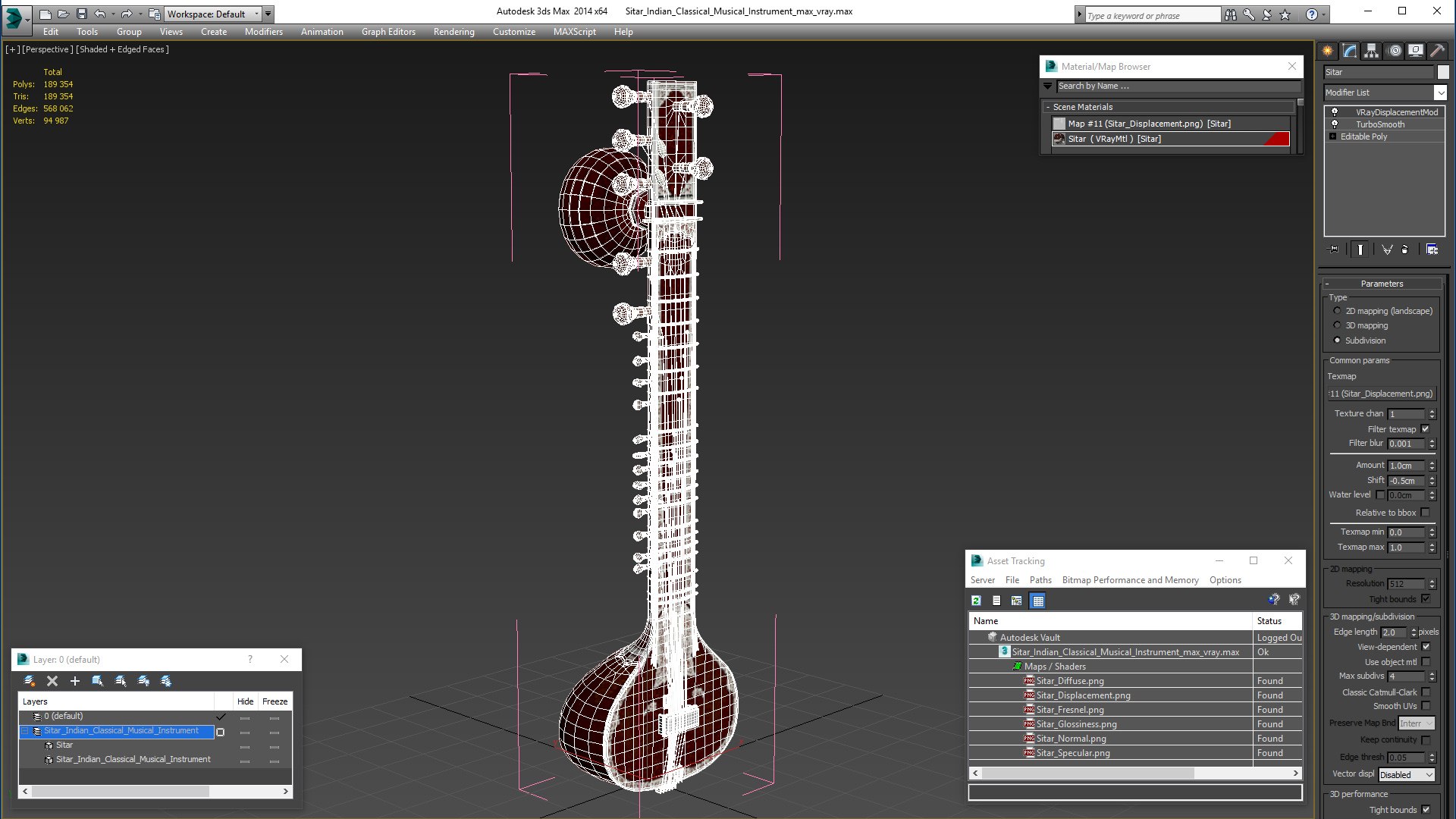 Sitar Indian Classical Musical Instrument 3D Model - TurboSquid 1640737