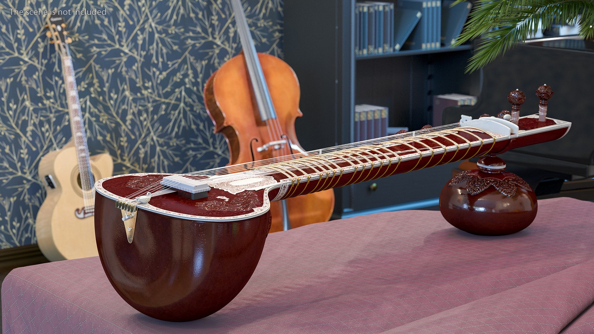Sitar indian classical musical instrument 3D model - TurboSquid 1640737