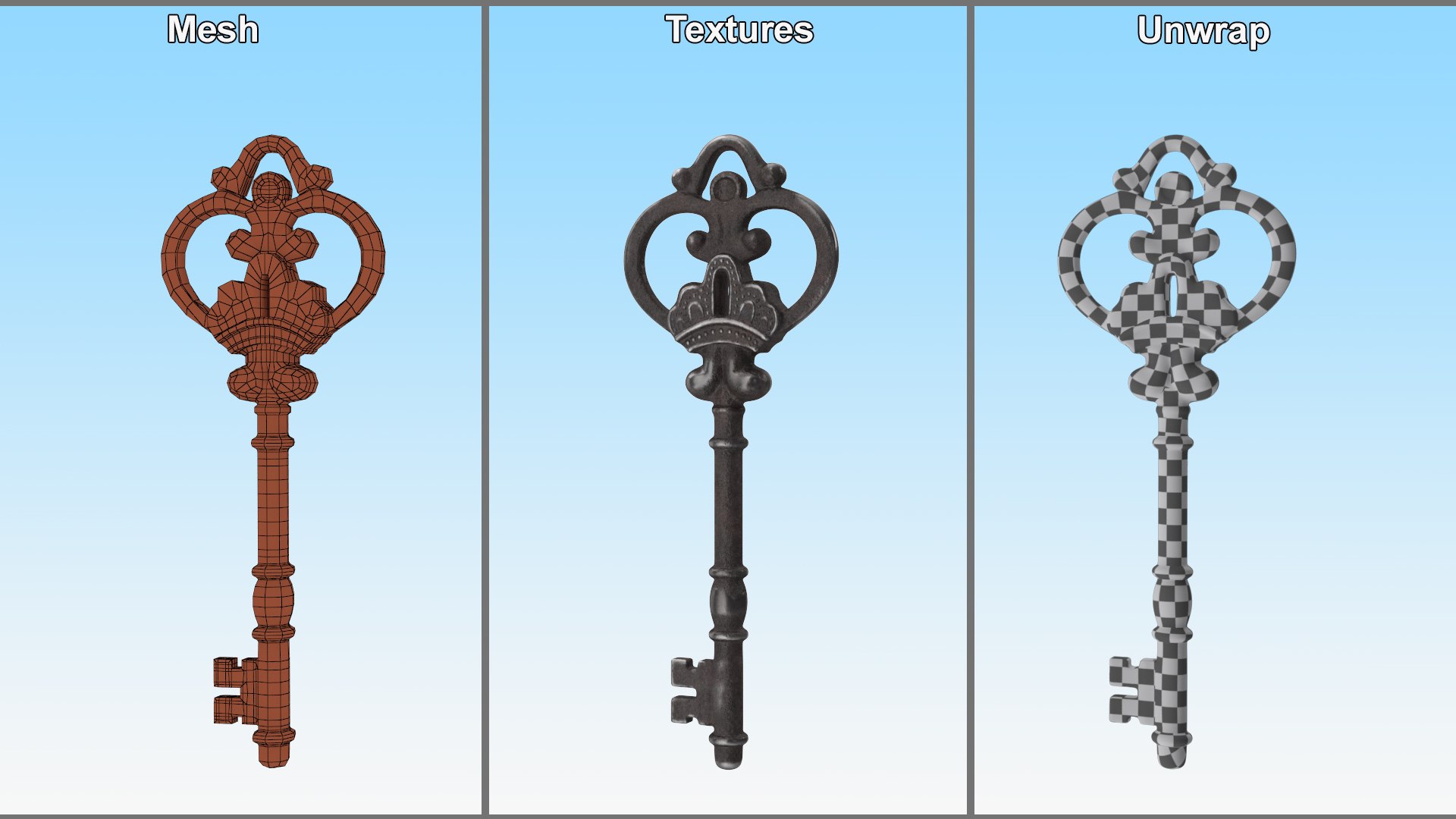 Decorative Skeleton Key Steel 3D - TurboSquid 2246249