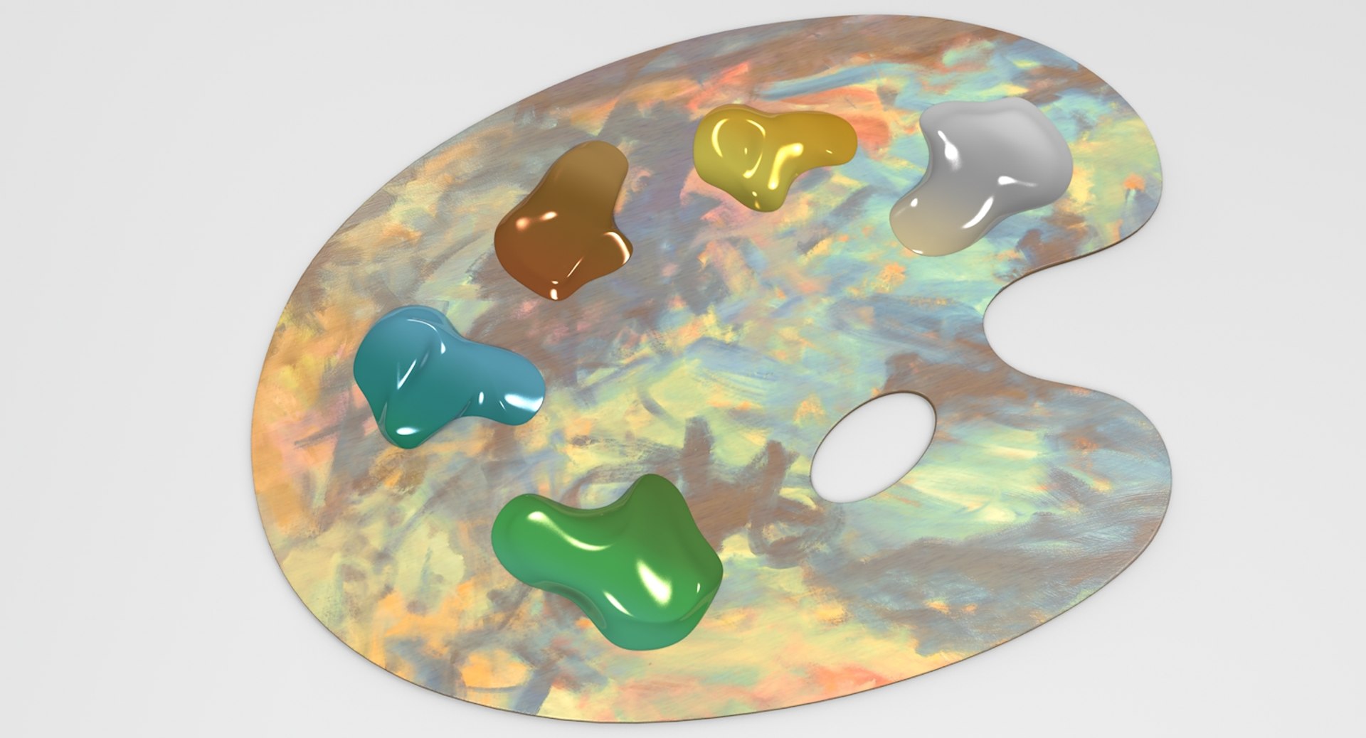 Painting Palette 3D Model - TurboSquid 1189524