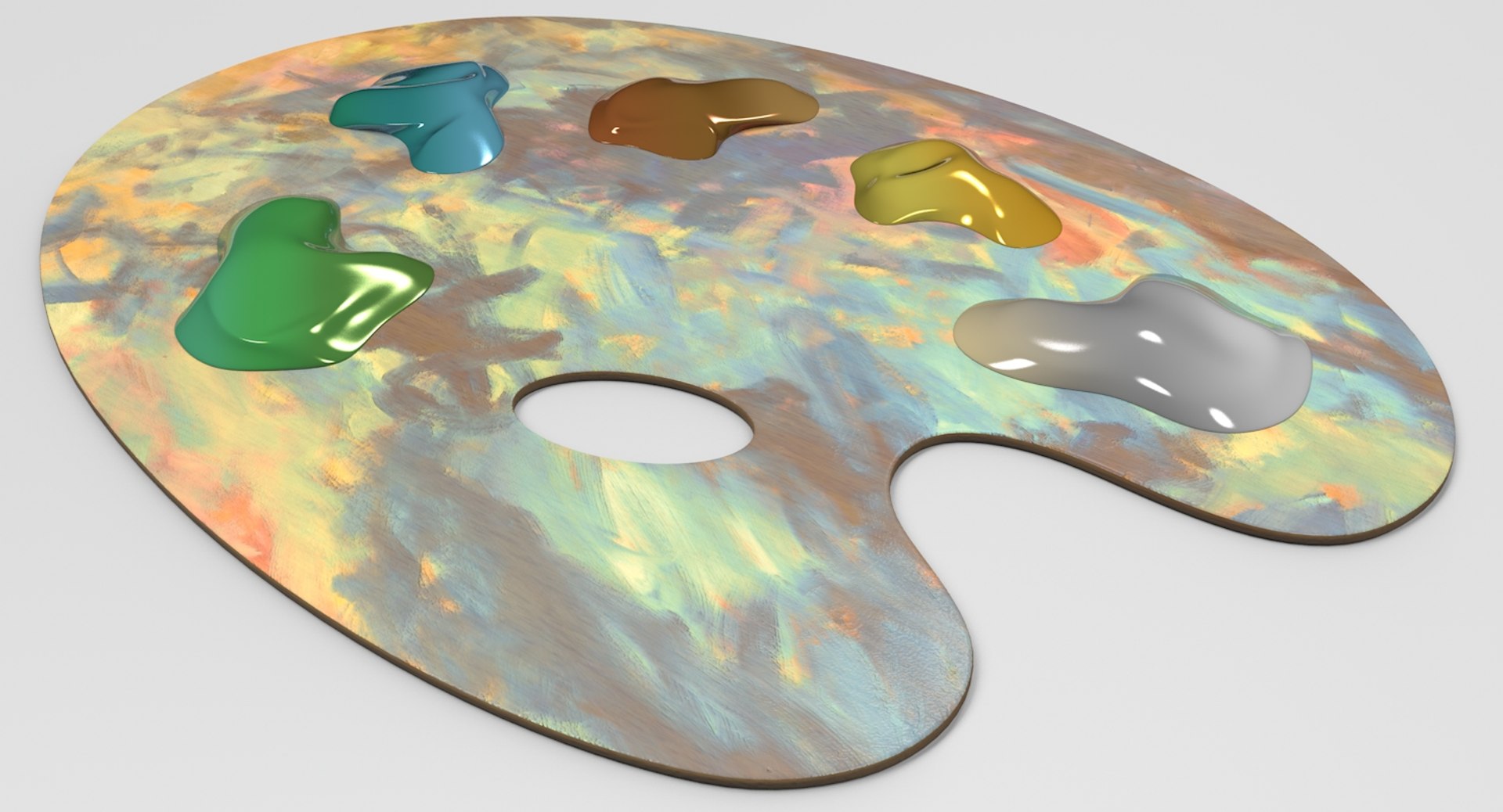 Painting Palette 3D Model - TurboSquid 1189524