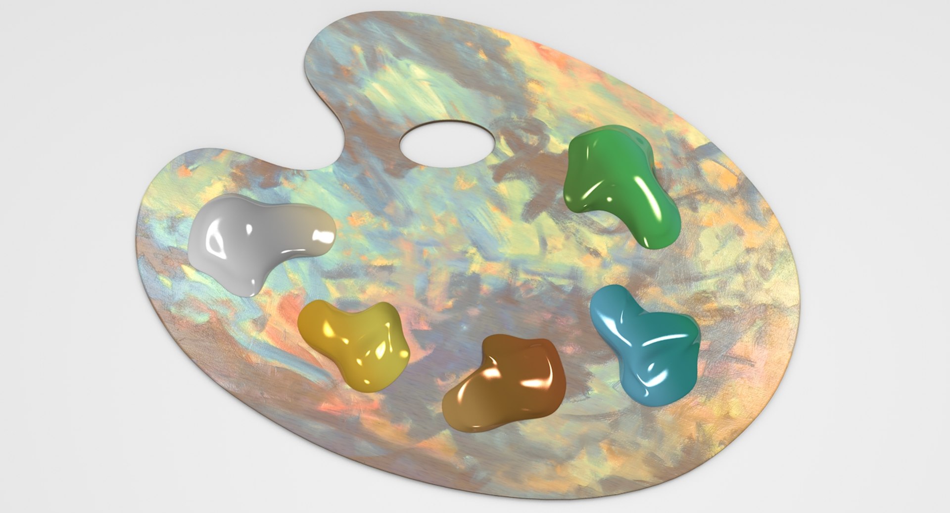 Painting Palette 3D Model - TurboSquid 1189524