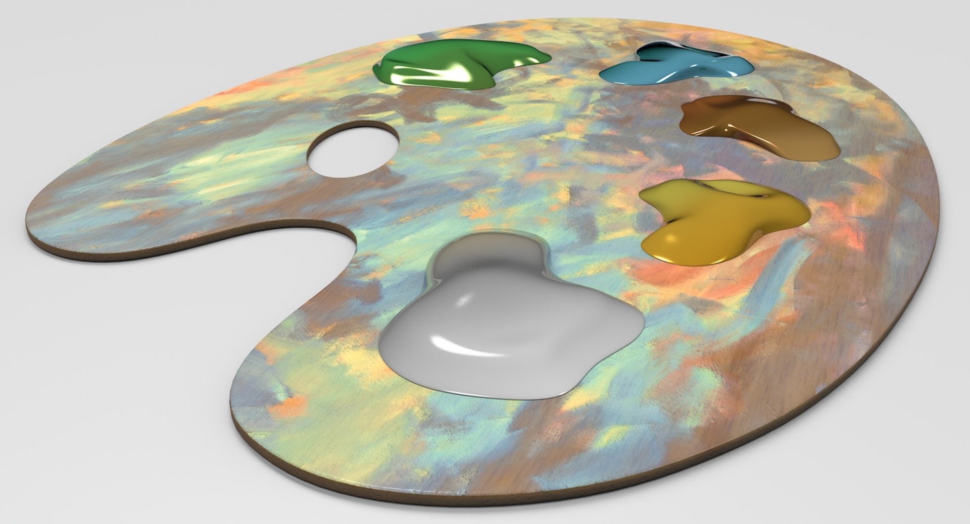 Painting Palette 3D Model - TurboSquid 1189524