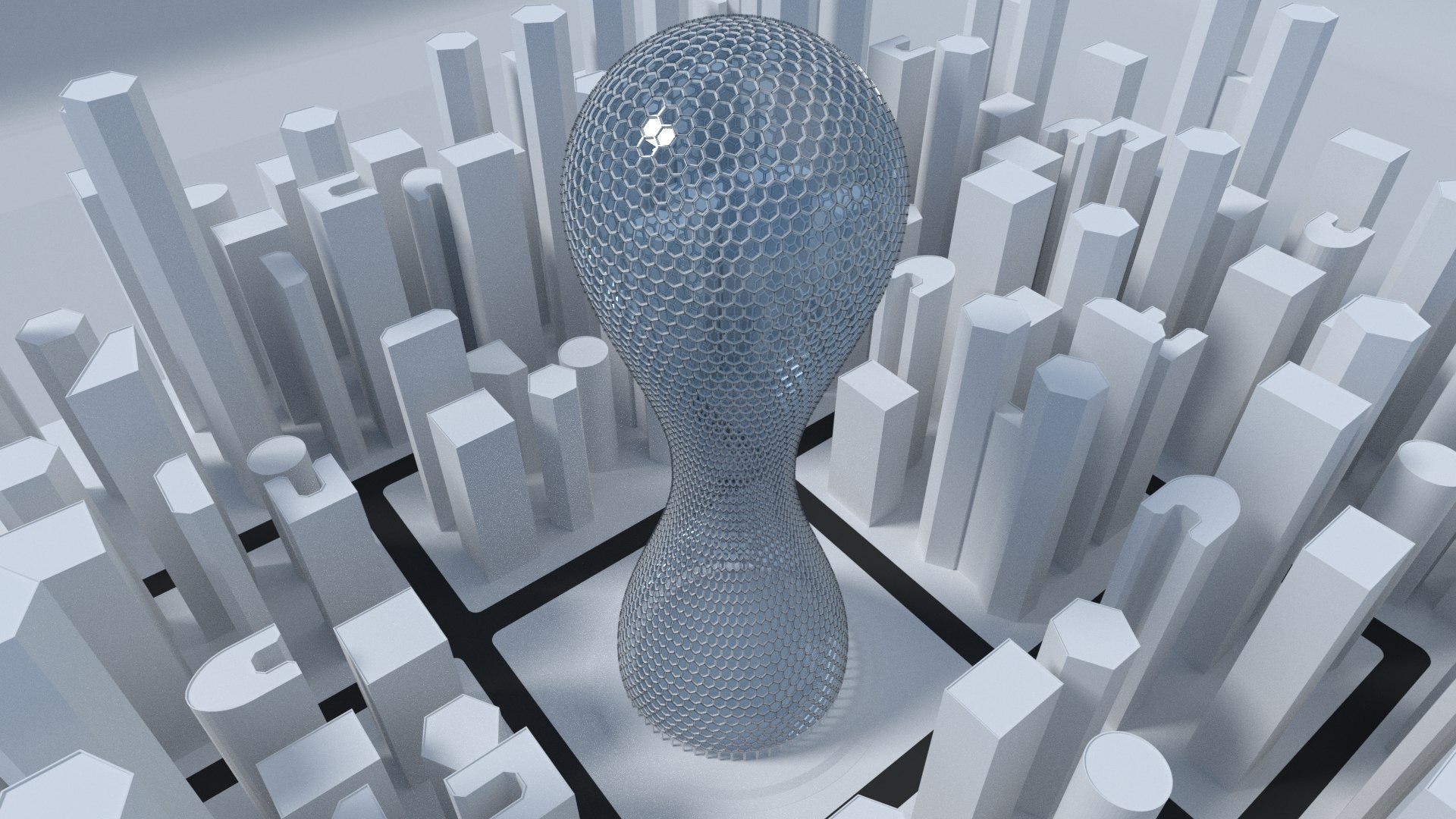 3D Model Hexagon Skyscraper Buildings - TurboSquid 1152090