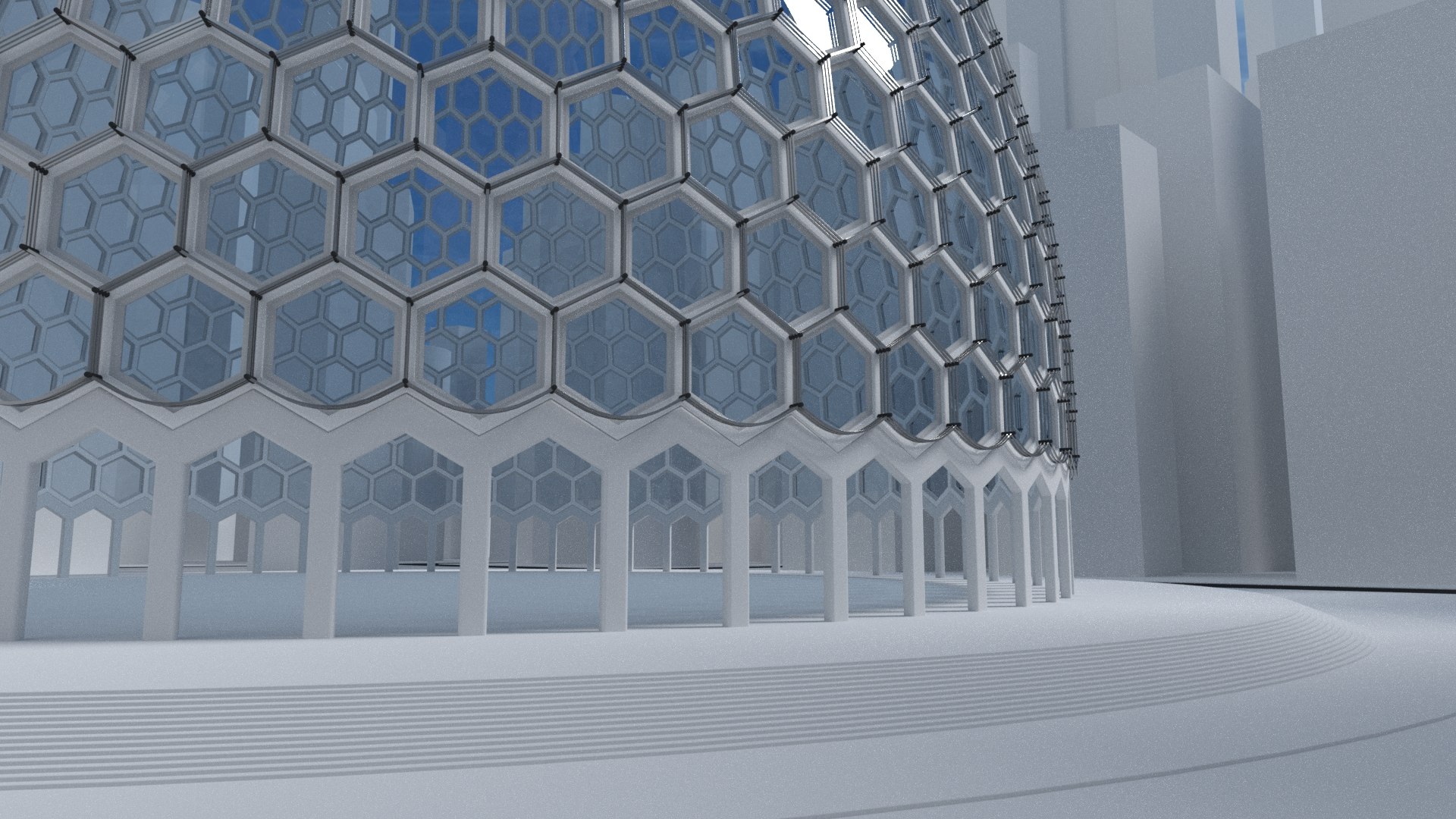 3D Model Hexagon Skyscraper Buildings - TurboSquid 1152090