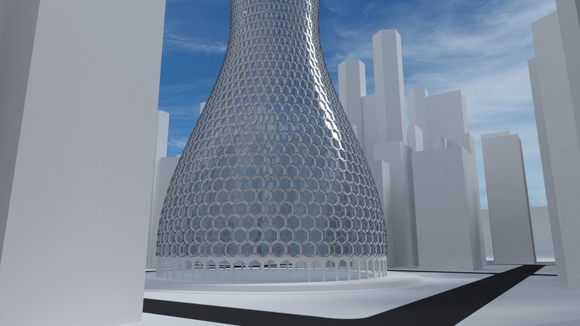3D Model Hexagon Skyscraper Buildings - TurboSquid 1152090