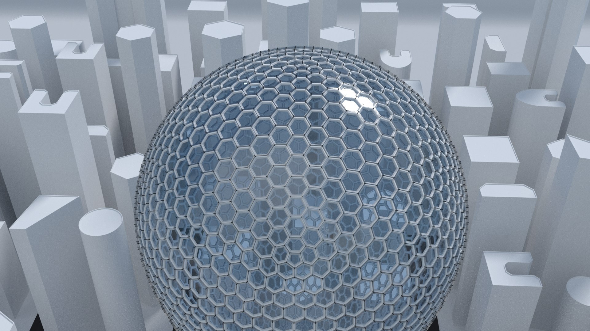 3D Model Hexagon Skyscraper Buildings - TurboSquid 1152090