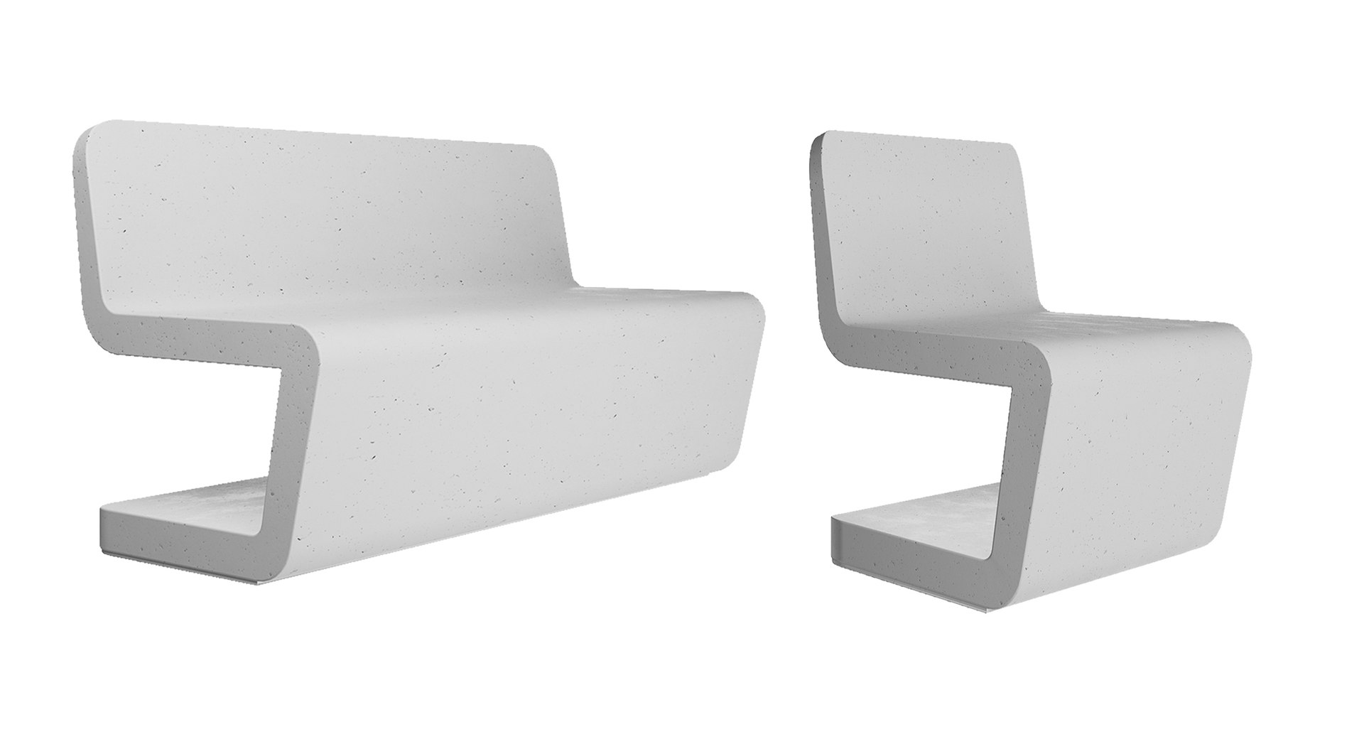 3D Concrete Bench And Chair FLOW Model - TurboSquid 2038600