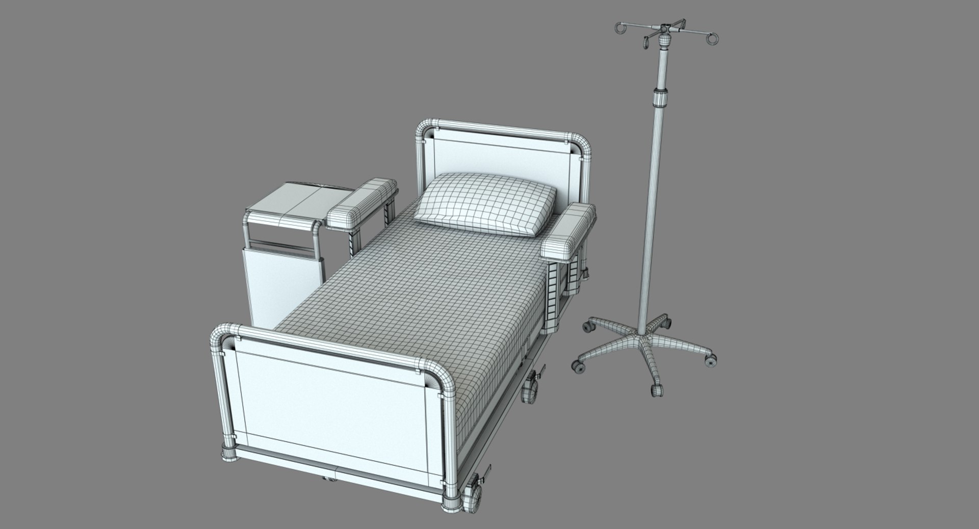 3D Hospital Patient Bed Set Model - TurboSquid 1393042