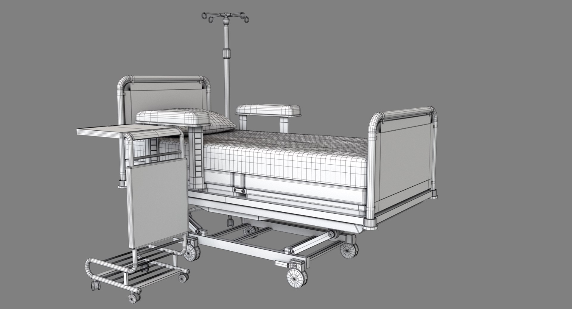3D Hospital Patient Bed Set Model - TurboSquid 1393042