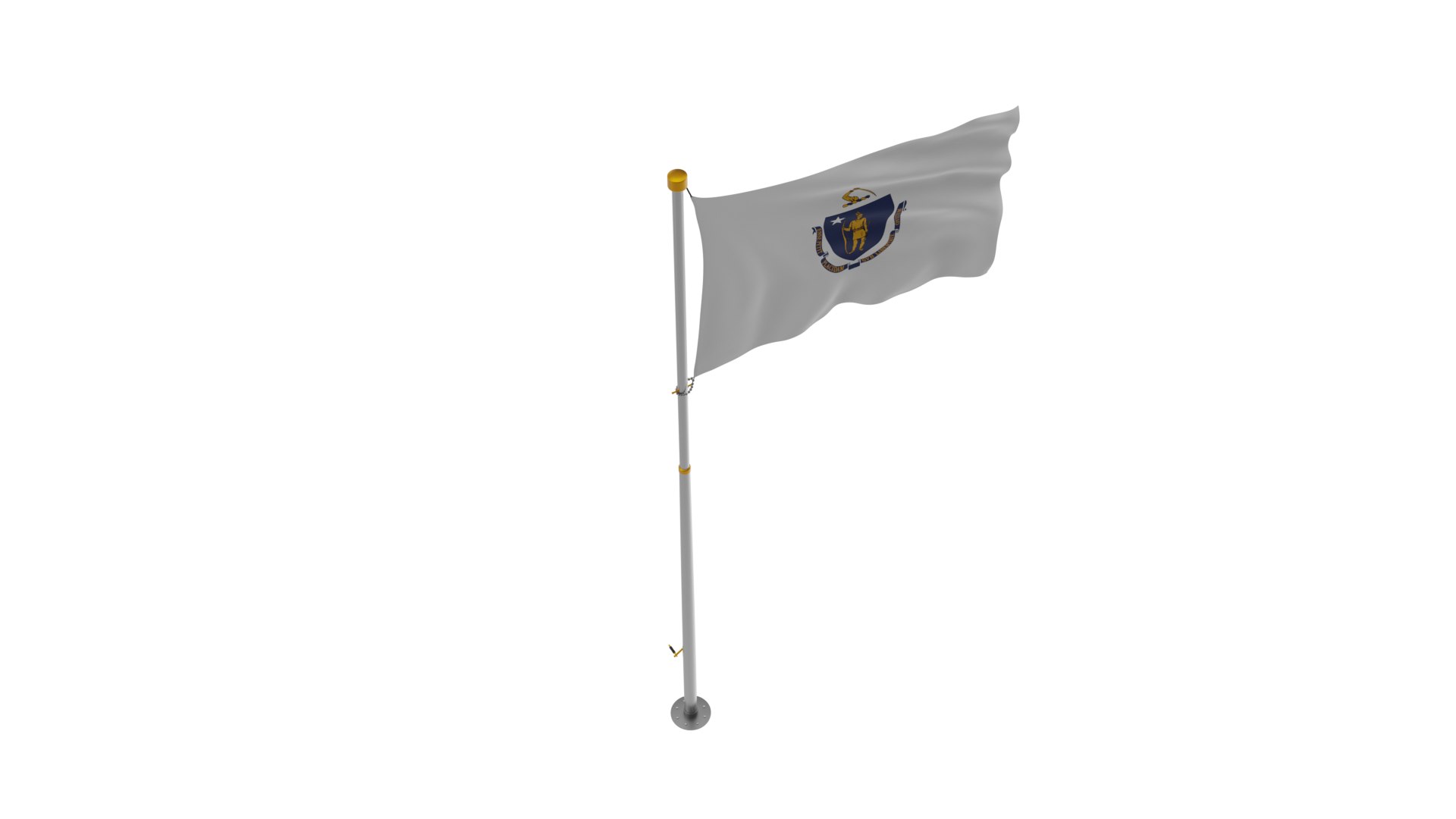 Pole Flag Massachusetts 3D Model - TurboSquid 2280102