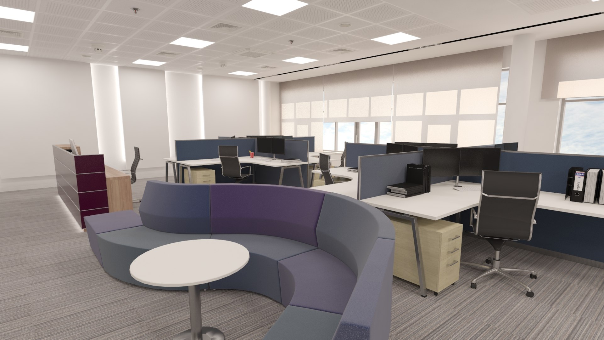3D Open Space Office Interior - TurboSquid 1655948
