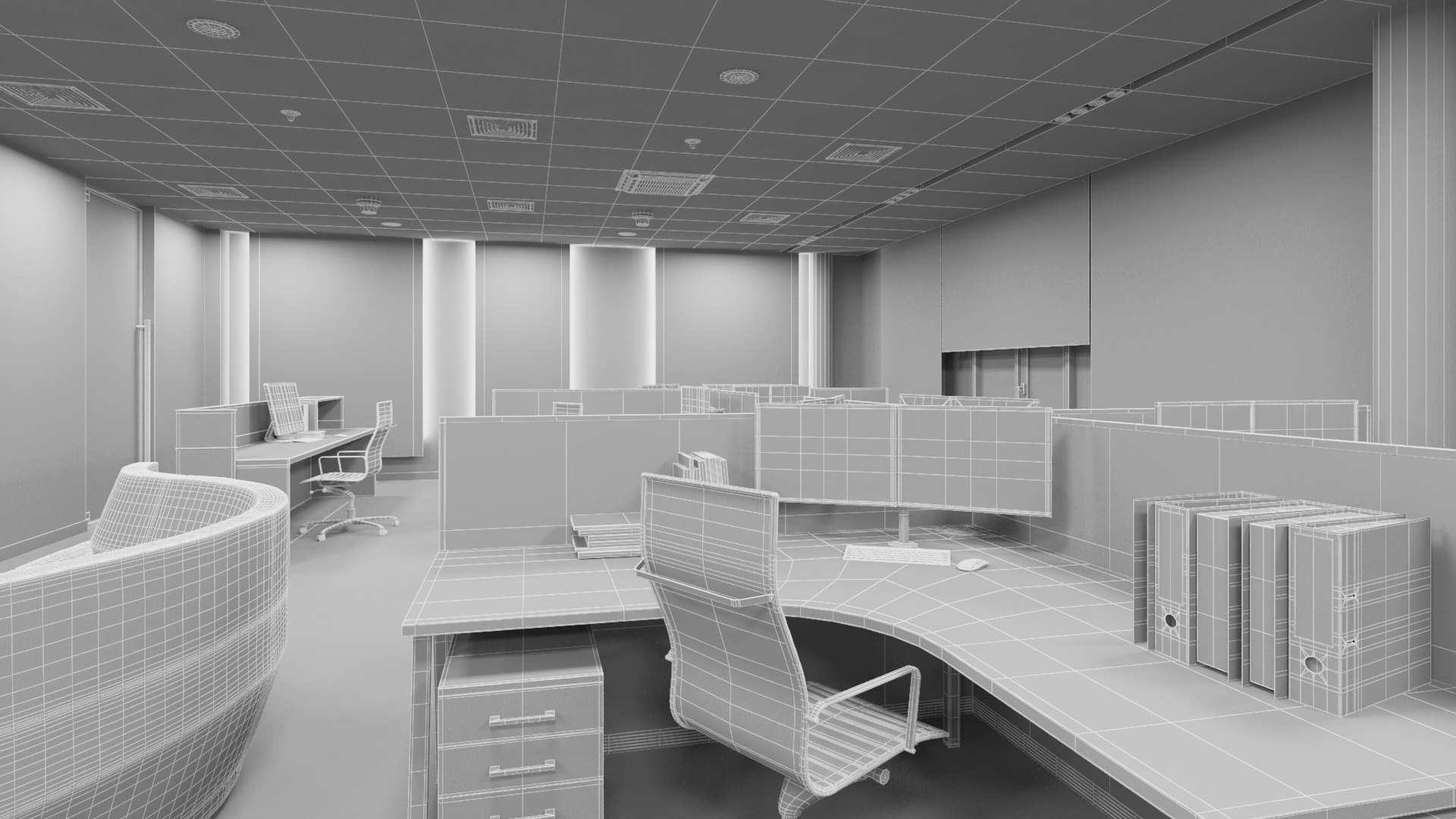 3D Open Space Office Interior - TurboSquid 1655948