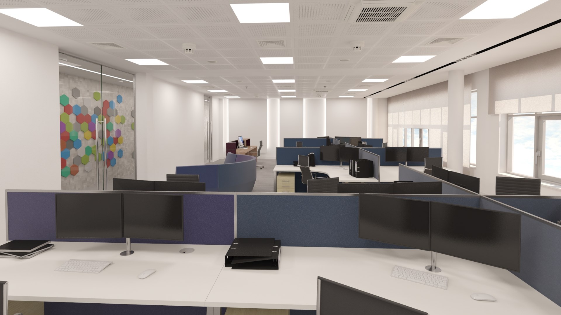 3D Open Space Office Interior - TurboSquid 1655948