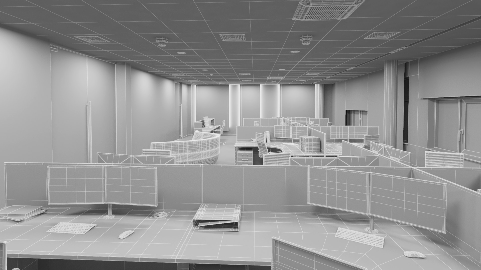 3D Open Space Office Interior - TurboSquid 1655948