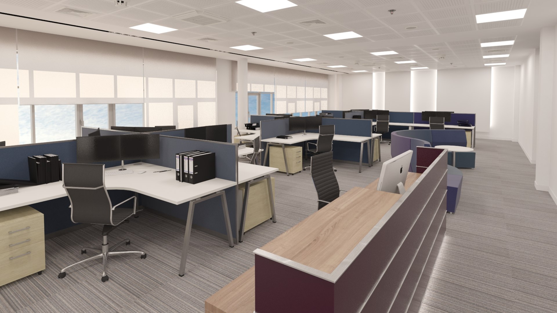 3D Open Space Office Interior - TurboSquid 1655948