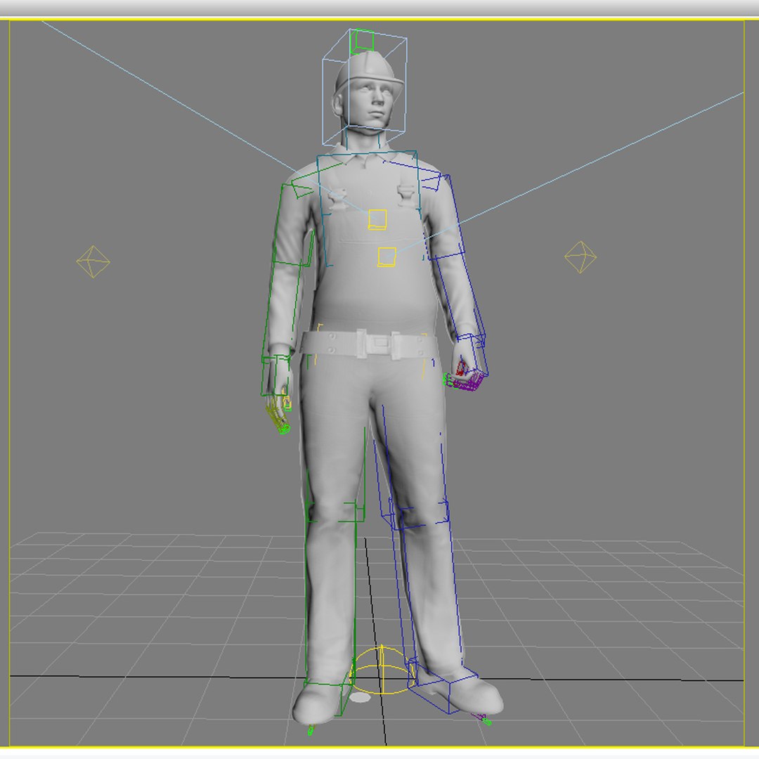 3d model of rigged worker man