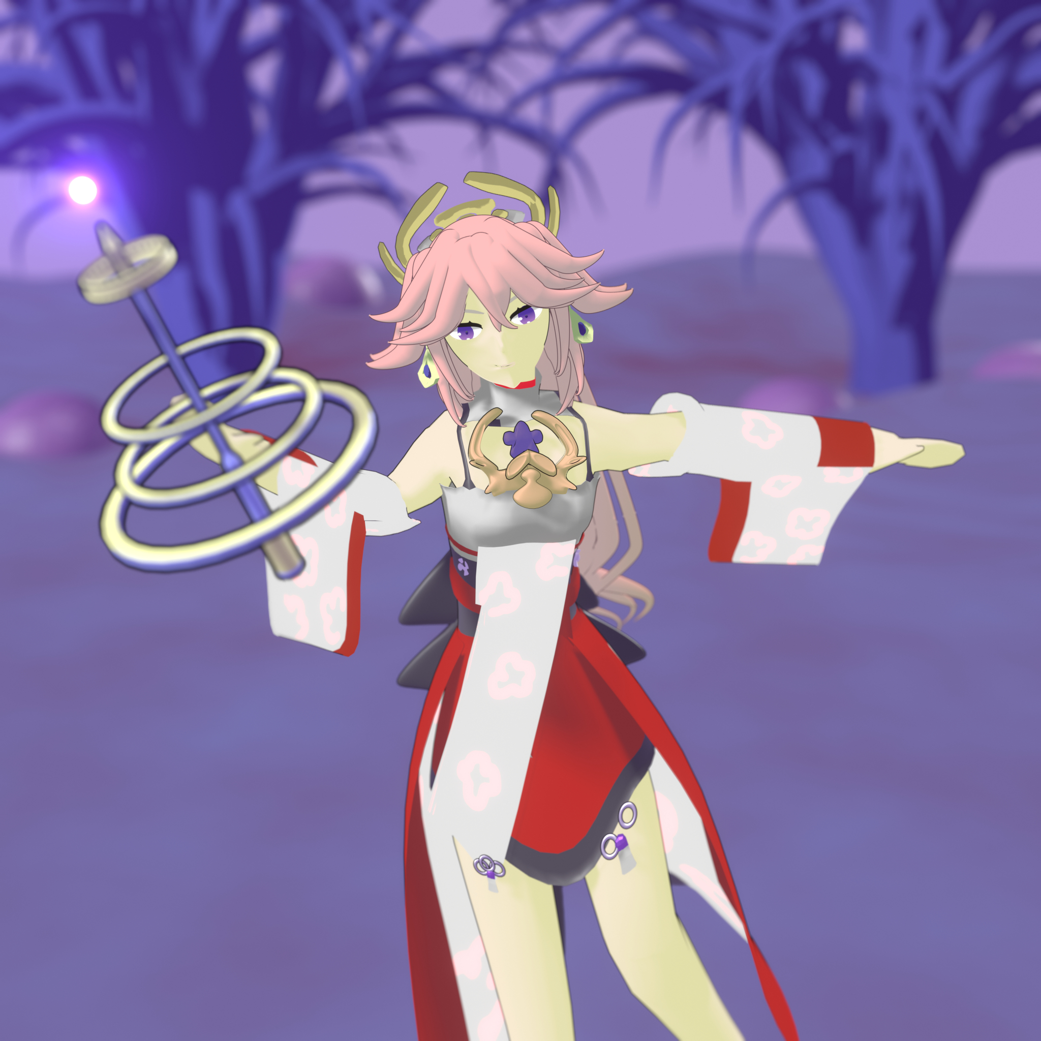 modelo 3d YAE-MIKO con KAGURAS VERITY WEAPON Toon Shading - TurboSquid ...
