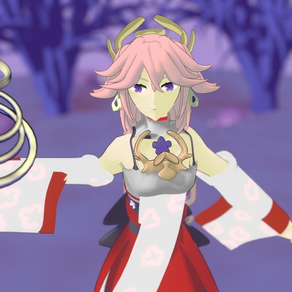 modelo 3d YAE-MIKO con KAGURAS VERITY WEAPON Toon Shading - TurboSquid ...