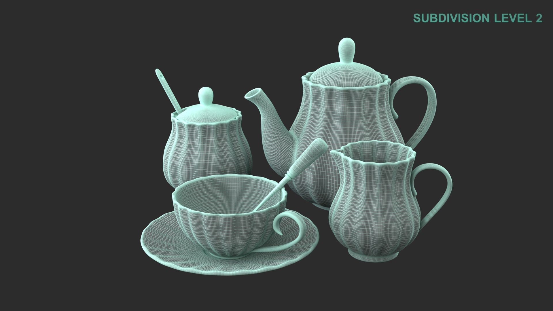 Tea Set Model - TurboSquid 2067975