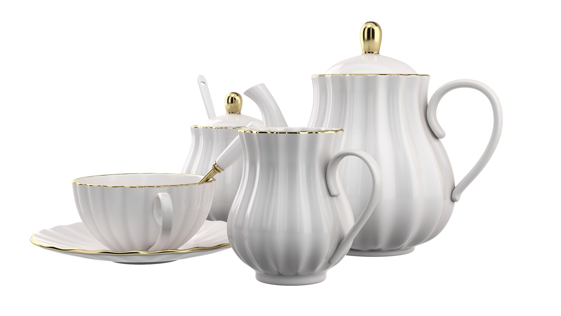 Tea Set Model - TurboSquid 2067975