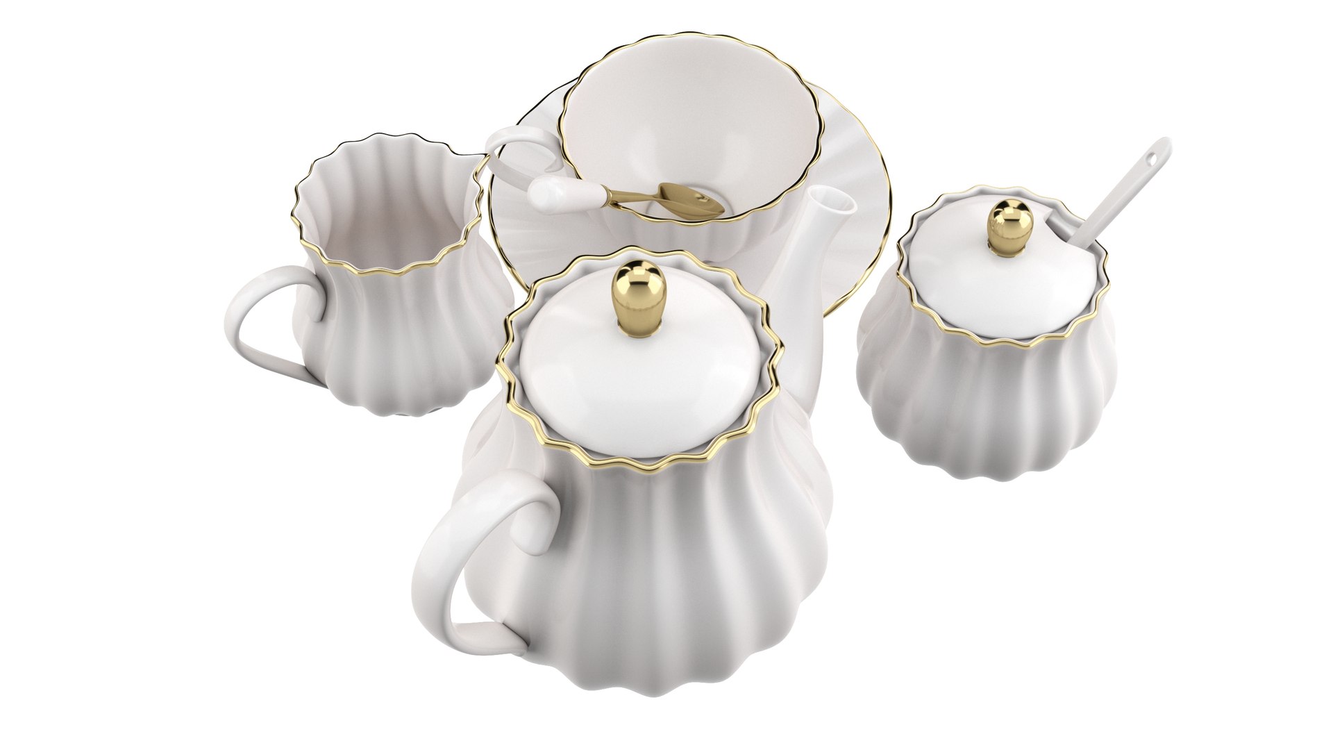 Tea Set Model - TurboSquid 2067975