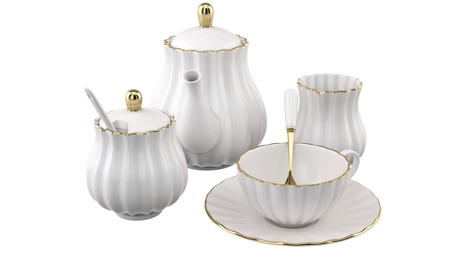 Tea Set Model - TurboSquid 2067975