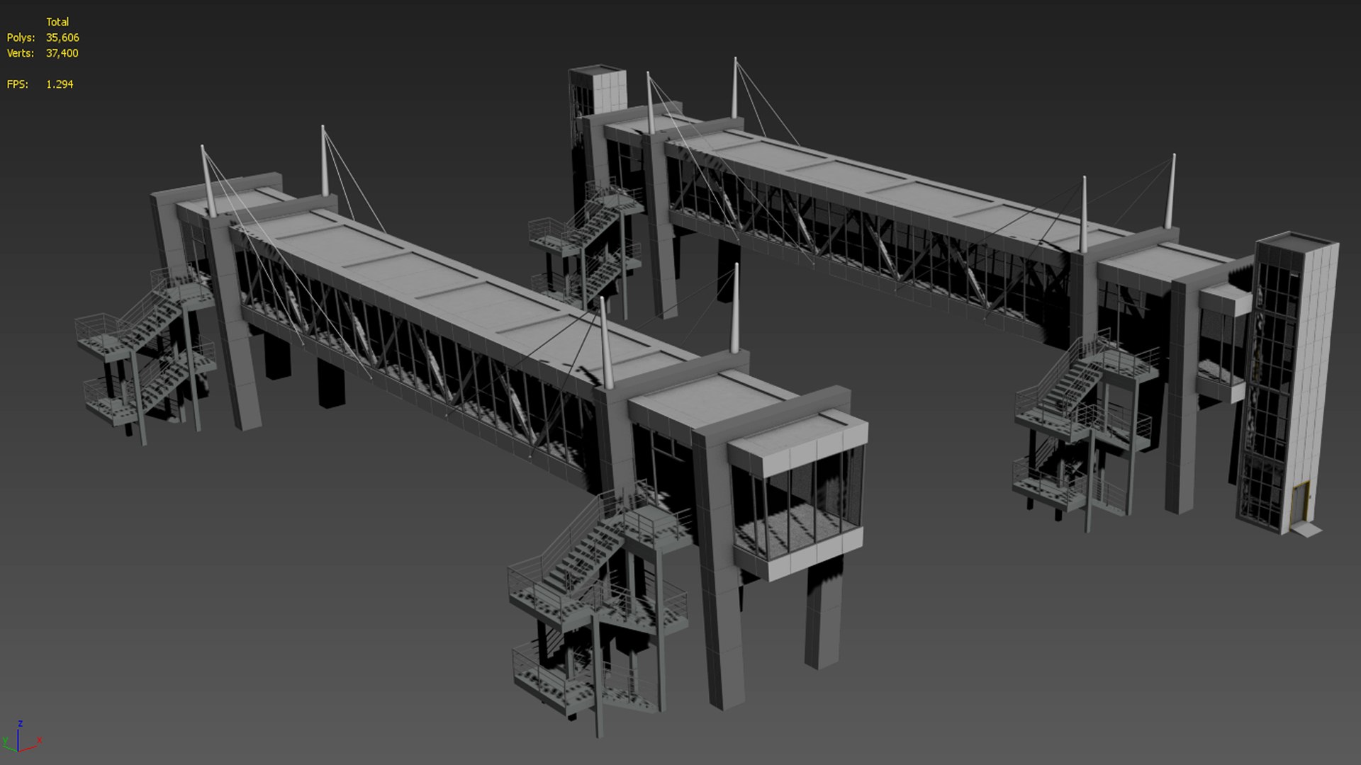 3D Pedestrian Street Bridge Model - TurboSquid 2014261
