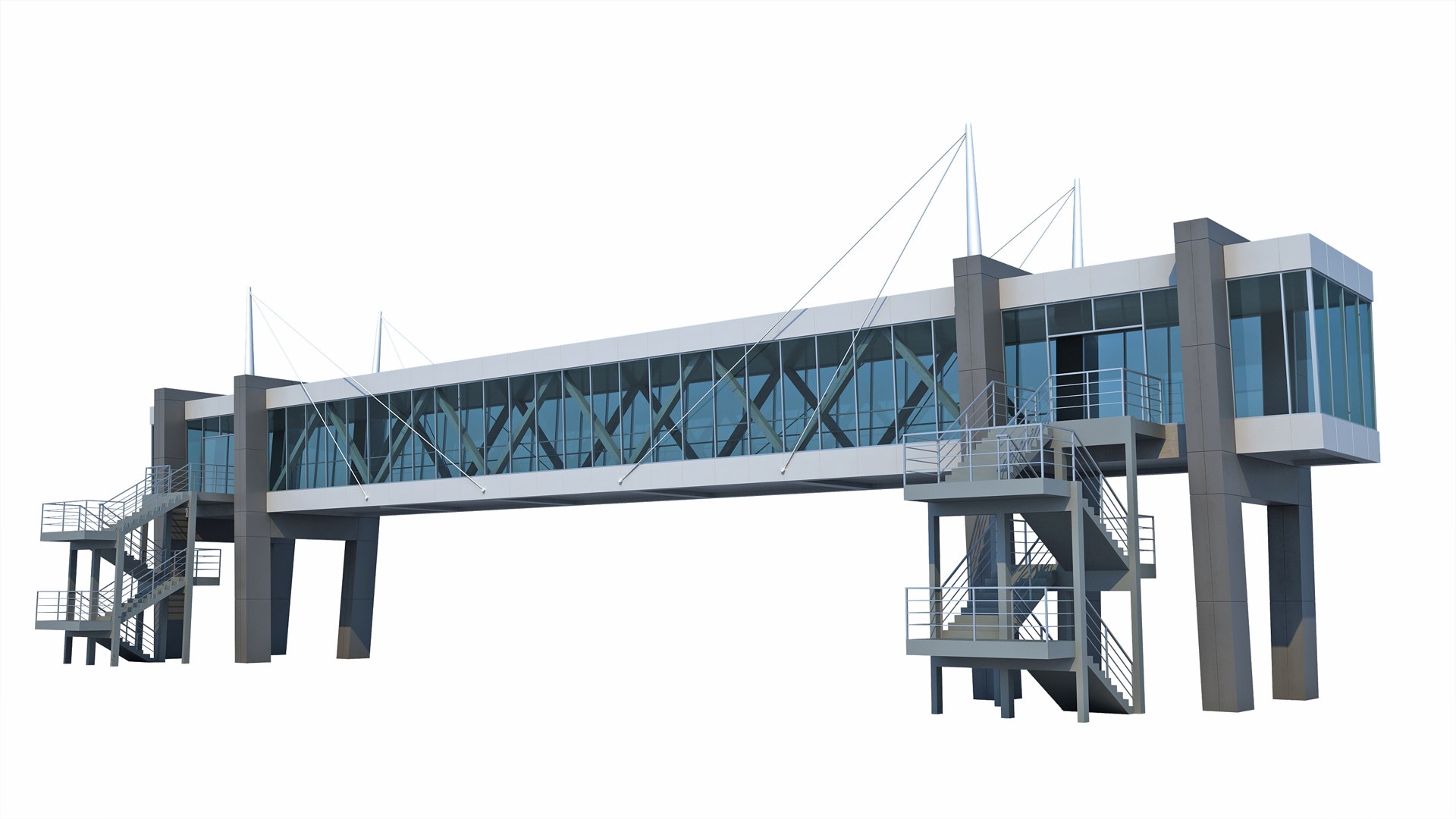 3D Pedestrian Street Bridge Model - TurboSquid 2014261