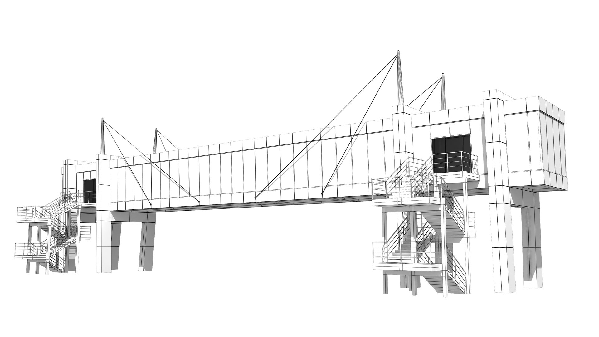 3D Pedestrian Street Bridge Model - TurboSquid 2014261