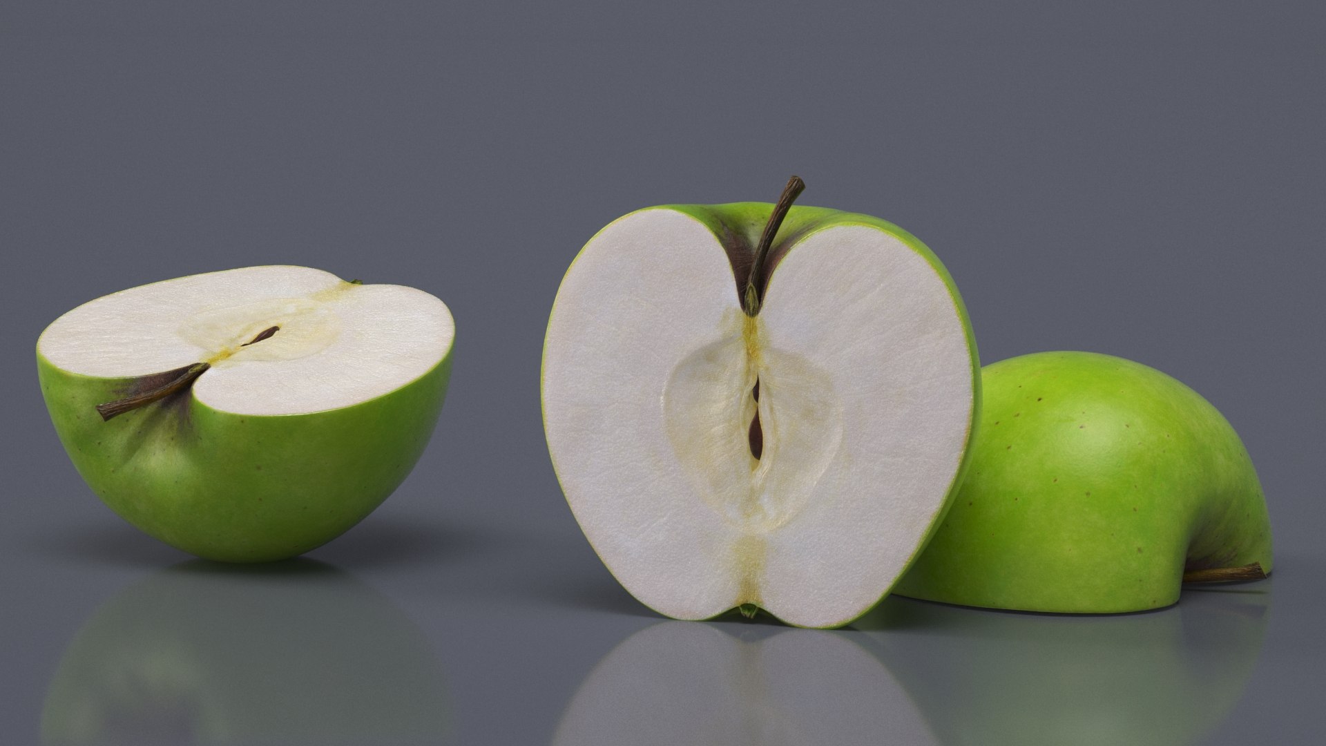 3D Half Sliced Green Apple Model - TurboSquid 2299932
