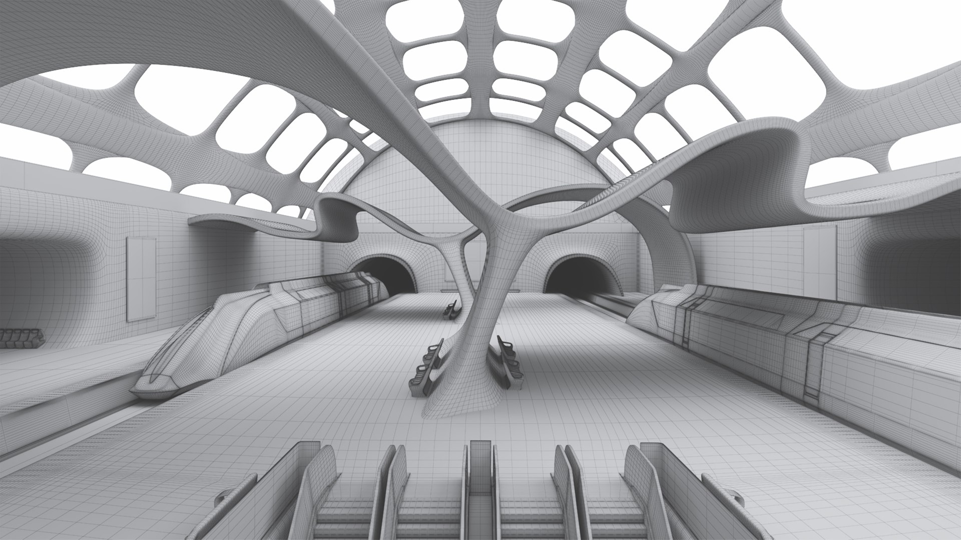 Future Train Station 2050 Model - TurboSquid 2064552